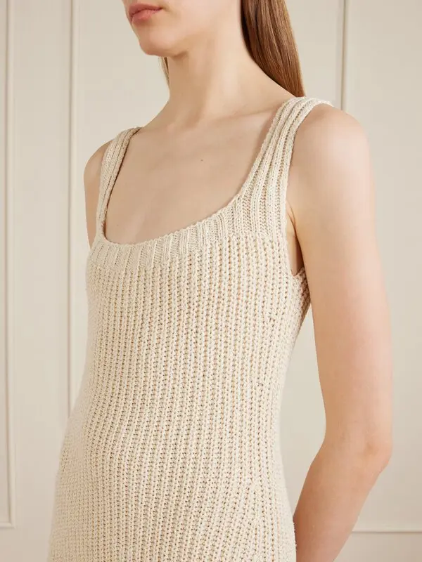 Khaite Lex Crocheted Silk And Cotton-blend Midi Dress - Neutrals