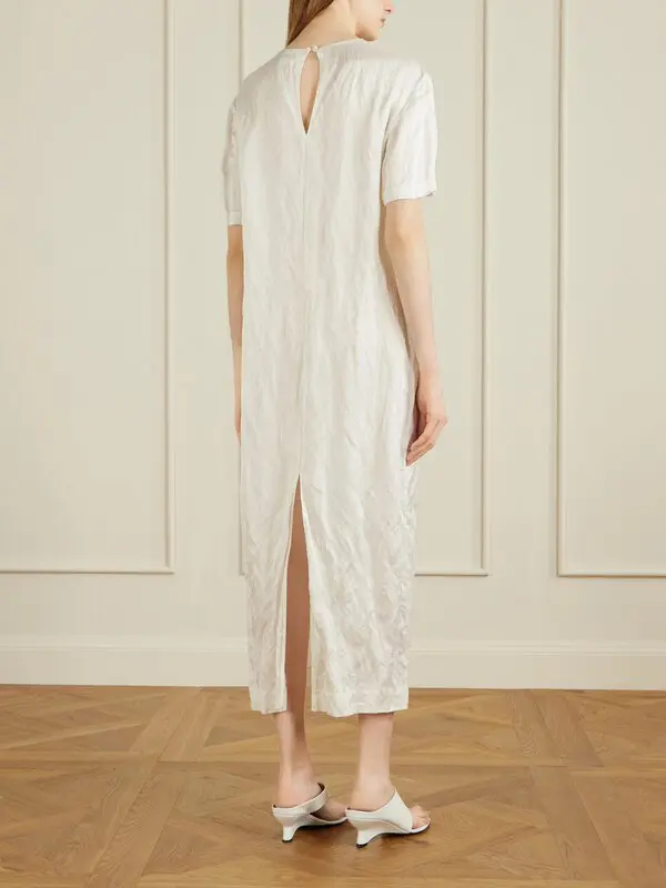 Khaite Webber Crinkled-voile Midi Dress - White