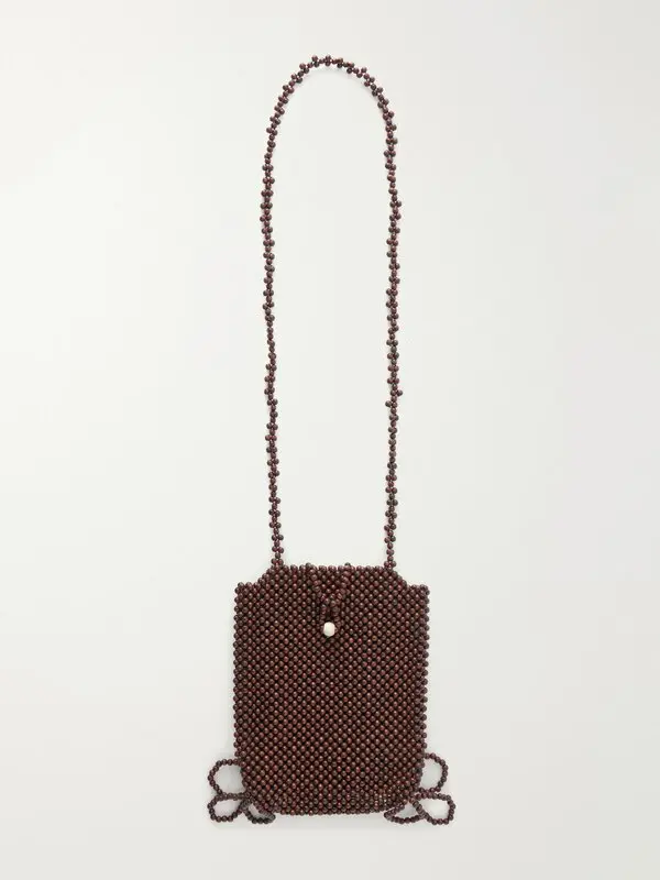 LEMAIRE Grigri Wooden-bead Crossbody Bag - Brown