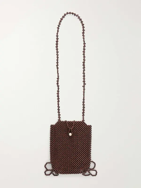 LEMAIRE Grigri Wooden-bead Crossbody Bag - Dark Brown