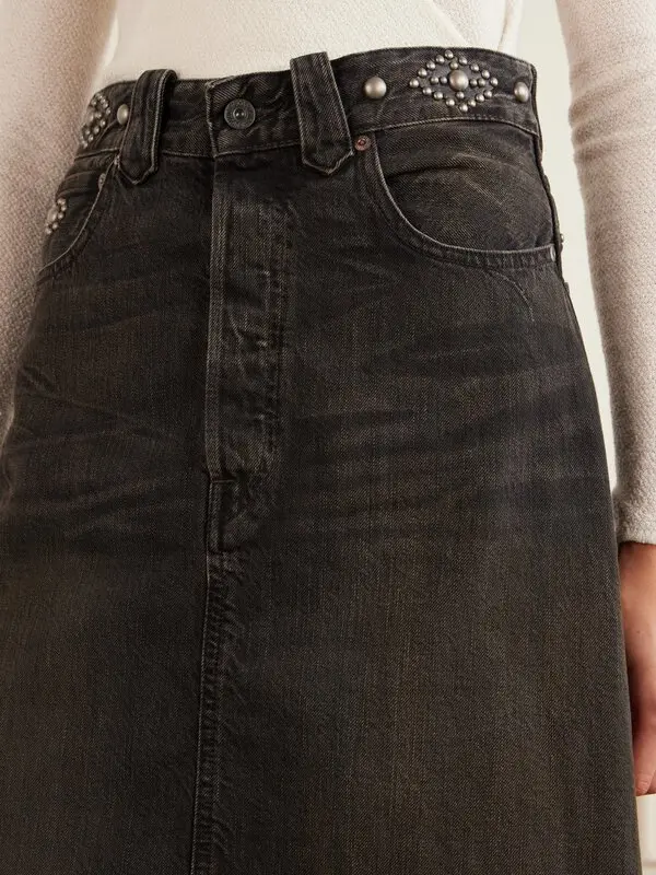 Ralph Lauren Danielle Studded Denim Midi Skirt