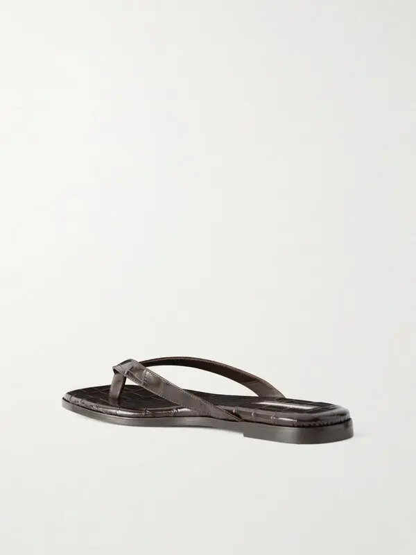 EMME PARSONS Meta Croc-effect Leather Flip Flops