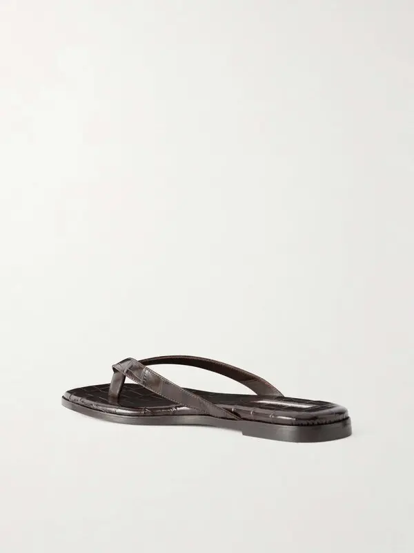 EMME PARSONS Meta Croc-effect Leather Flip Flops