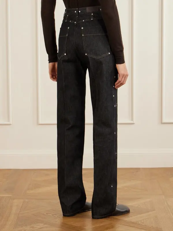 LEMAIRE High-rise Straight-leg Jeans With Studded Detail - Black