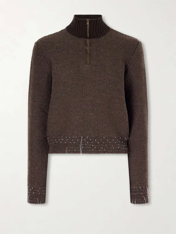 MAISON MARGIELA Distressed Wool-blend Sweater - Brown