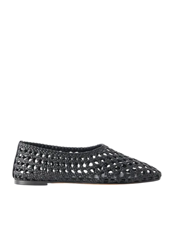 EMME PARSONS High Throat Woven Leather Ballerina Flats - Black