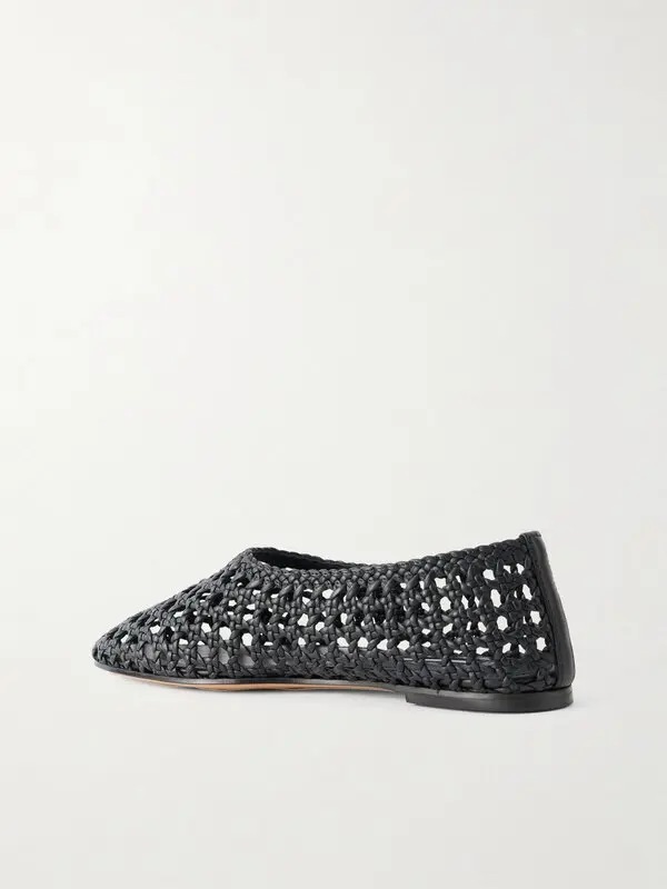 EMME PARSONS High Throat Woven Leather Ballerina Flats - Black