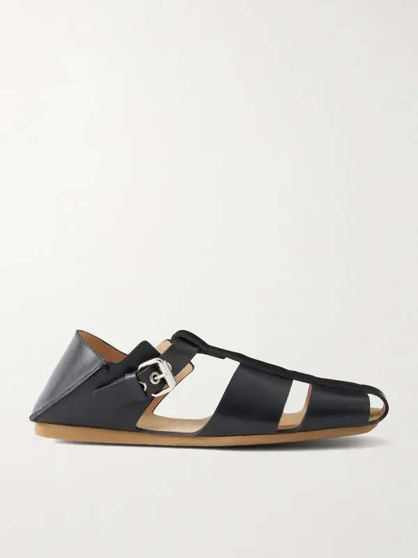 LEMAIRE Fisherman Leather Sandals - Black