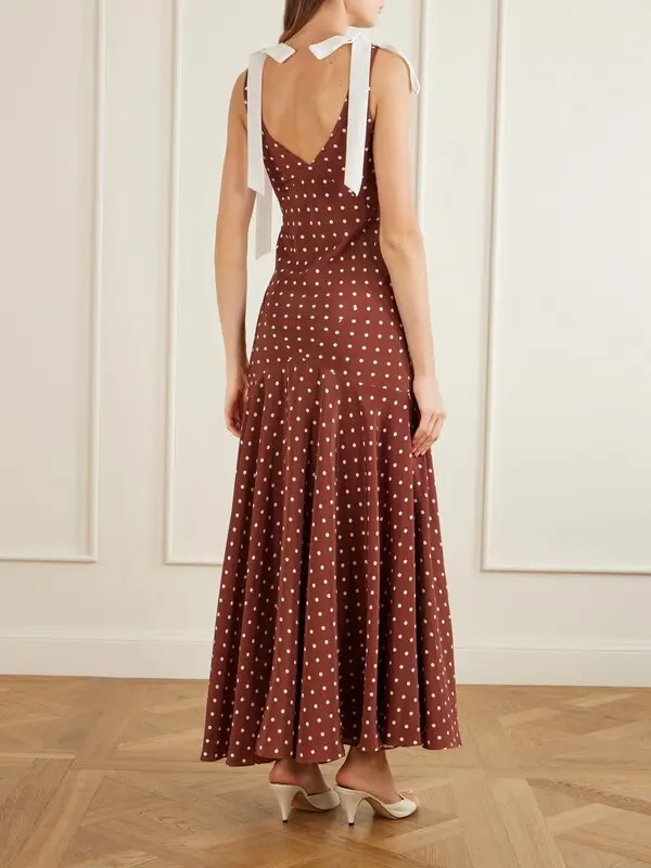 RODARTE Polka-dot Silk-crepe Midi Dress