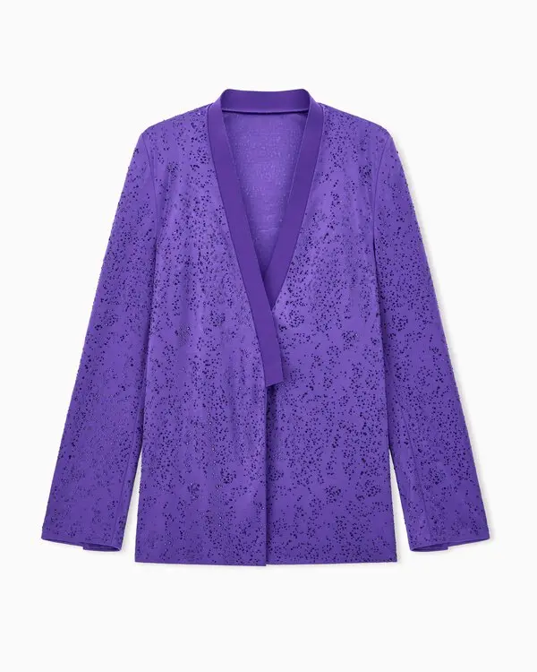 Giorgio Armani Viscose Jersey Rhinestone Shirt - Purple