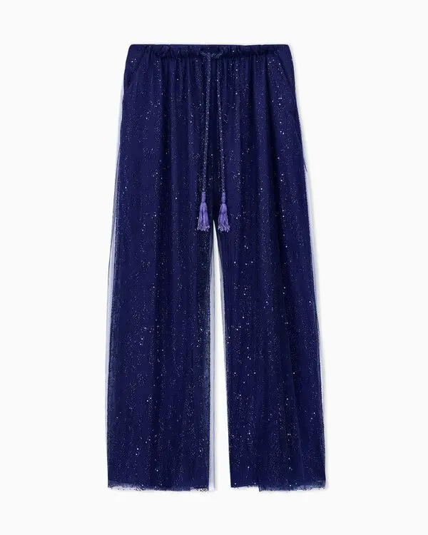 Giorgio Armani Wide-leg Silk Trousers With Rhinestones - Patterned