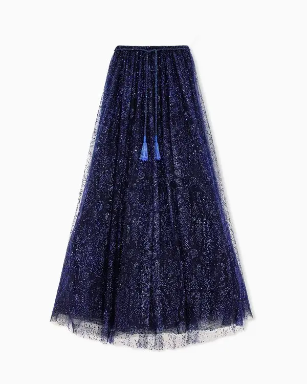 Giorgio Armani Long Tulle Skirt With Rhinestones - Patterned