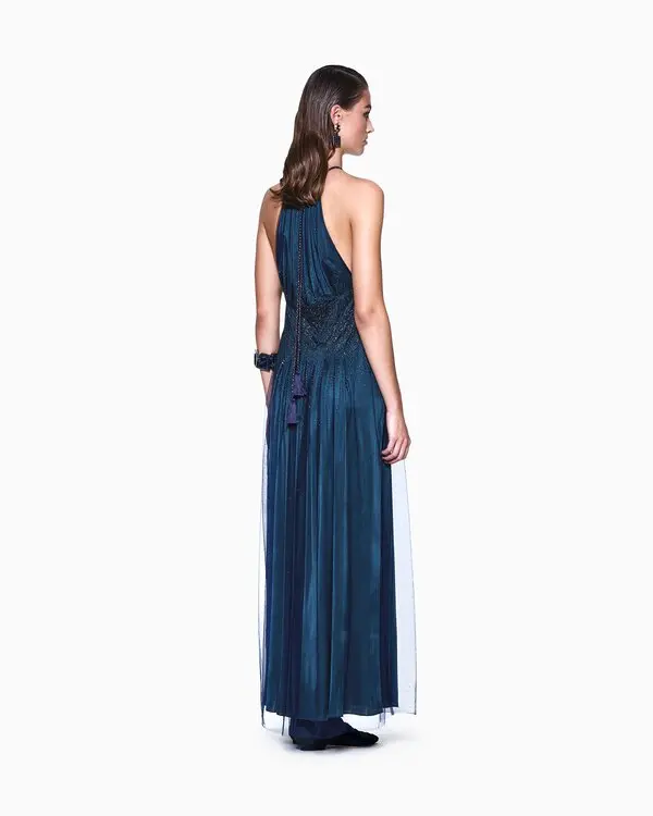 Giorgio Armani Viscose Jersey Long Dress With Rhinestones