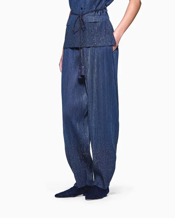 Giorgio Armani Pleated Jersey Trousers With Rhinestones
