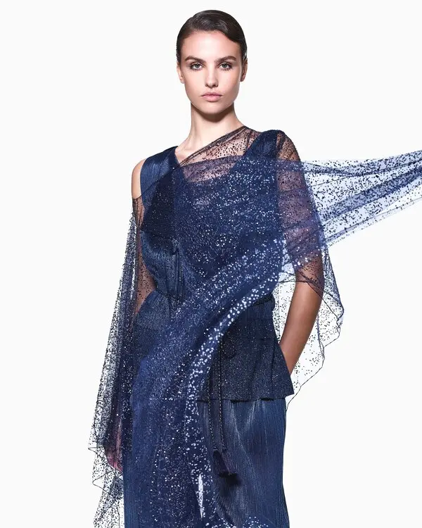 Giorgio Armani Pleated Jersey Trousers With Rhinestones