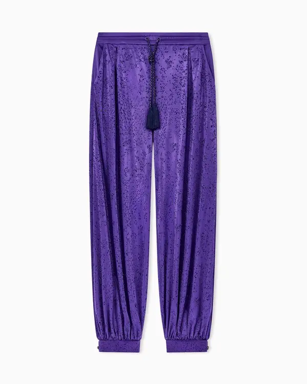 Giorgio Armani Viscose Jersey Trousers With Rhinestones - Purple
