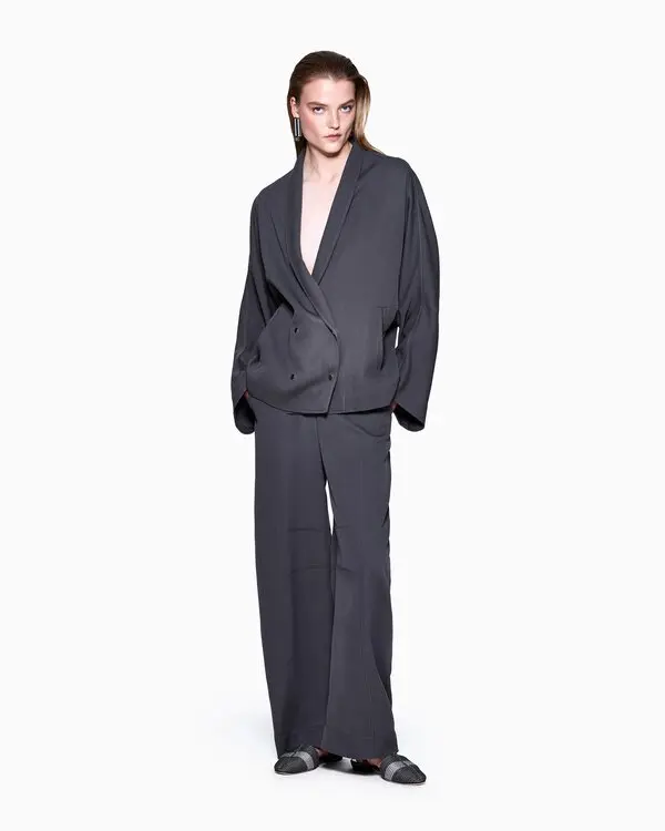 Giorgio Armani Double-breasted Pea Coat In Technical Cady