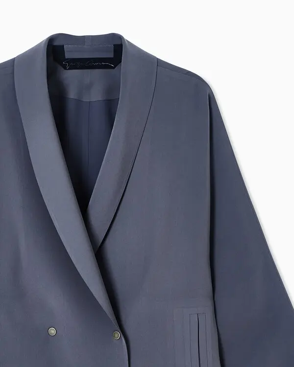 Giorgio Armani Double-breasted Pea Coat In Technical Cady
