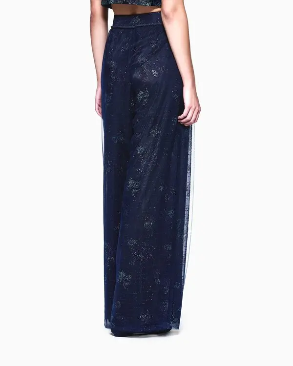 Giorgio Armani Wide-leg Tulle Trousers With Rhinestones