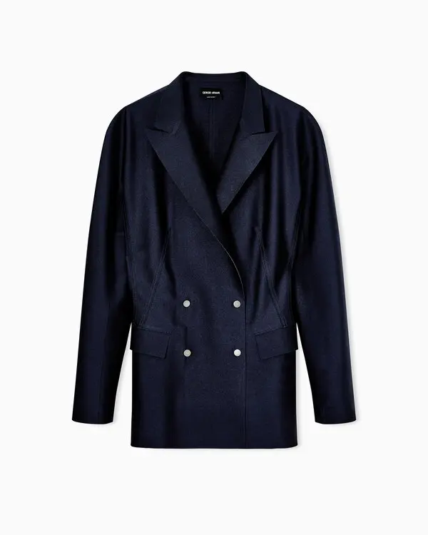 Giorgio Armani Double-breasted Jacket In Scuba Jersey