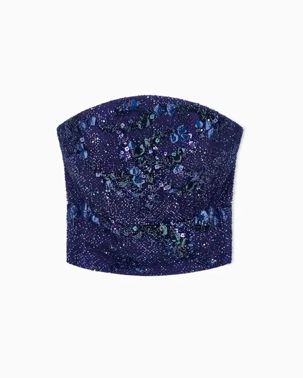 Giorgio Armani Embroidered Bustier Top - Patterned