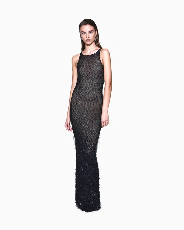 Giorgio Armani Long Knit Dress With Sequins