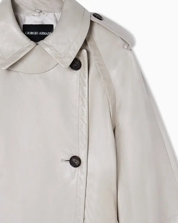 Giorgio Armani Cropped Nappa Leather Trench Coat
