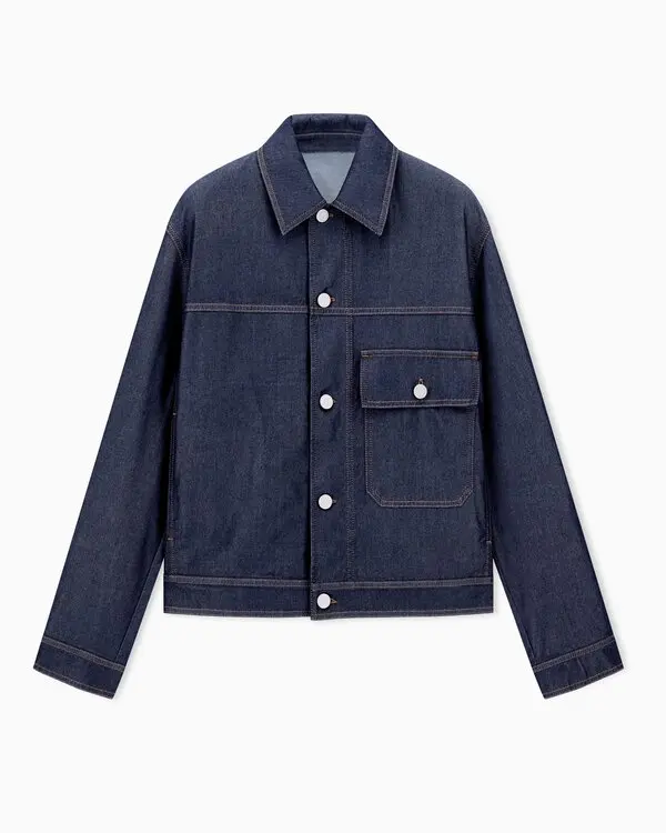 Giorgio Armani Cotton And Silk Denim Blouson - Blue