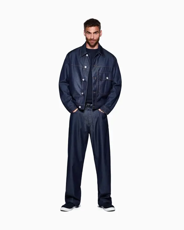 Giorgio Armani Cotton And Silk Denim Blouson - Blue