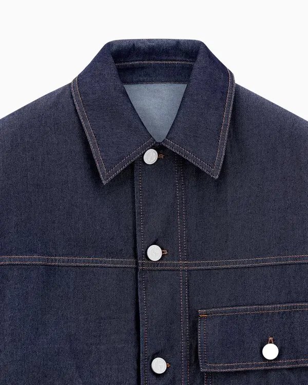 Giorgio Armani Cotton And Silk Denim Blouson - Blue