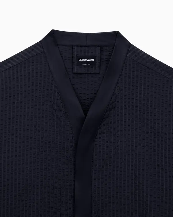 Giorgio Armani Cotton And Silk Blend Seersucker Oversized Shirt