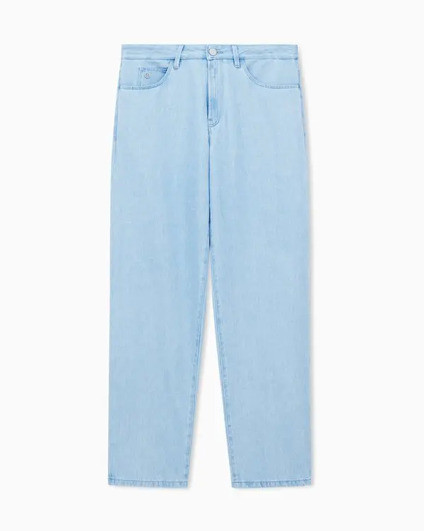 Giorgio Armani Five-pocket Cotton-linen Denim Trousers - Blue