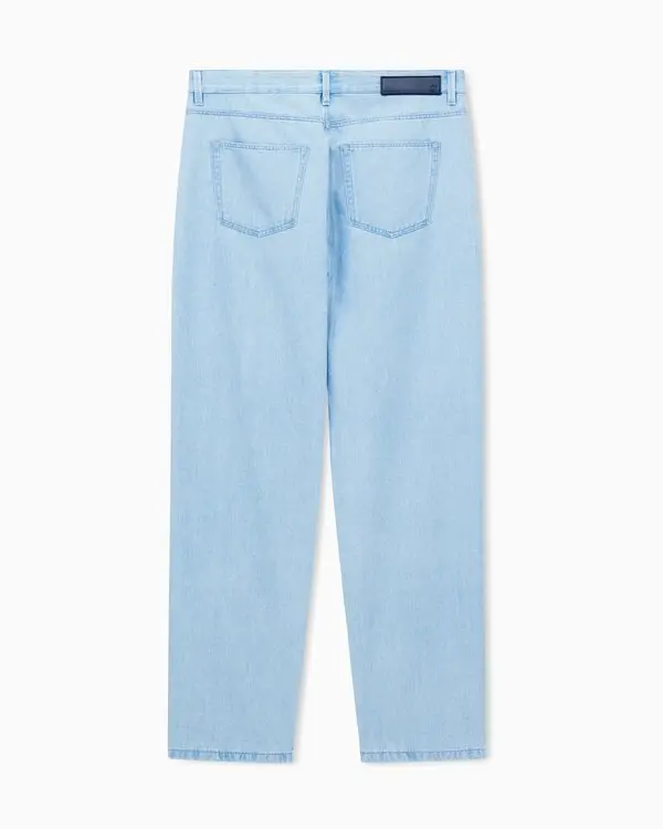 Giorgio Armani Five-pocket Cotton-linen Denim Trousers - Blue