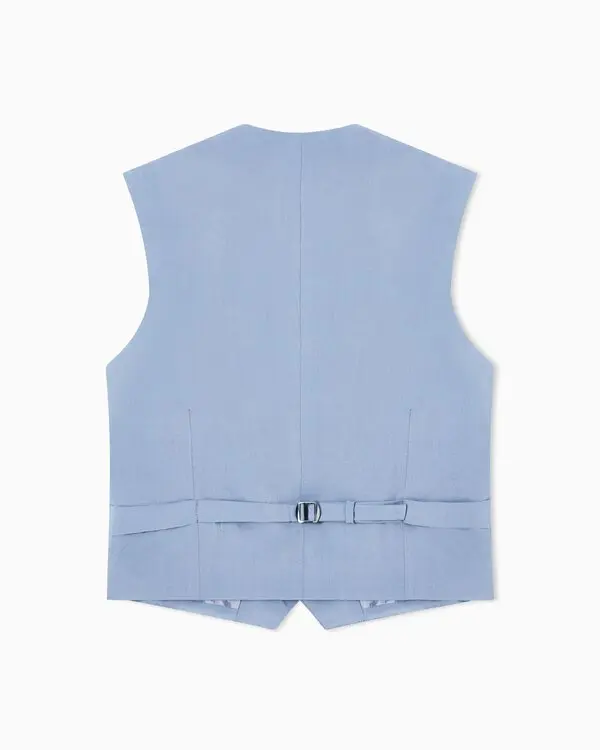Giorgio Armani Washed Silk Blend Single-breasted Waistcoat - Light Blue