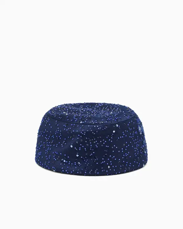 Giorgio Armani Cap With All-over Rhinestones - Blue