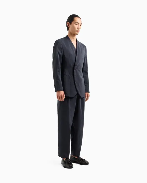 Giorgio Armani Upton Line Washed Silk And Linen Blend Tuxedo Jacket