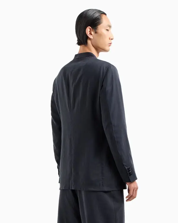 Giorgio Armani Upton Line Washed Silk And Linen Blend Tuxedo Jacket