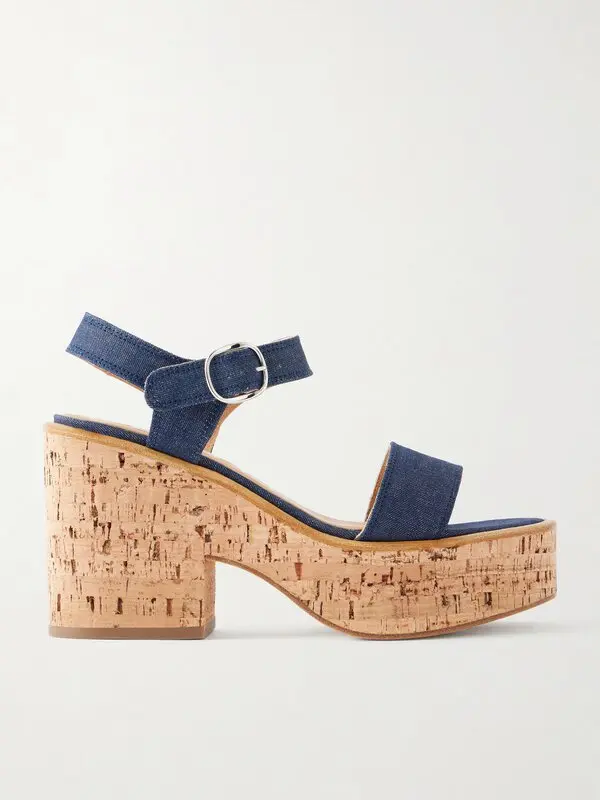 Gabriela Hearst Sardis Denim Platform Sandals - Blue
