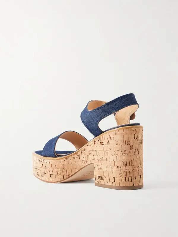 Gabriela Hearst Sardis Denim Platform Sandals - Blue