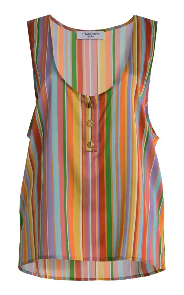 Françoise Exclusive La Isla Poppy Silk Satin Tank Top