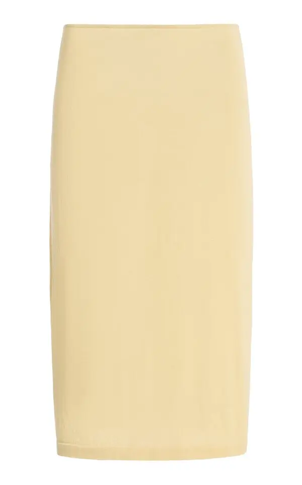 ZIAH Cotton-blend Sheer Knit Midi Skirt - Neutral