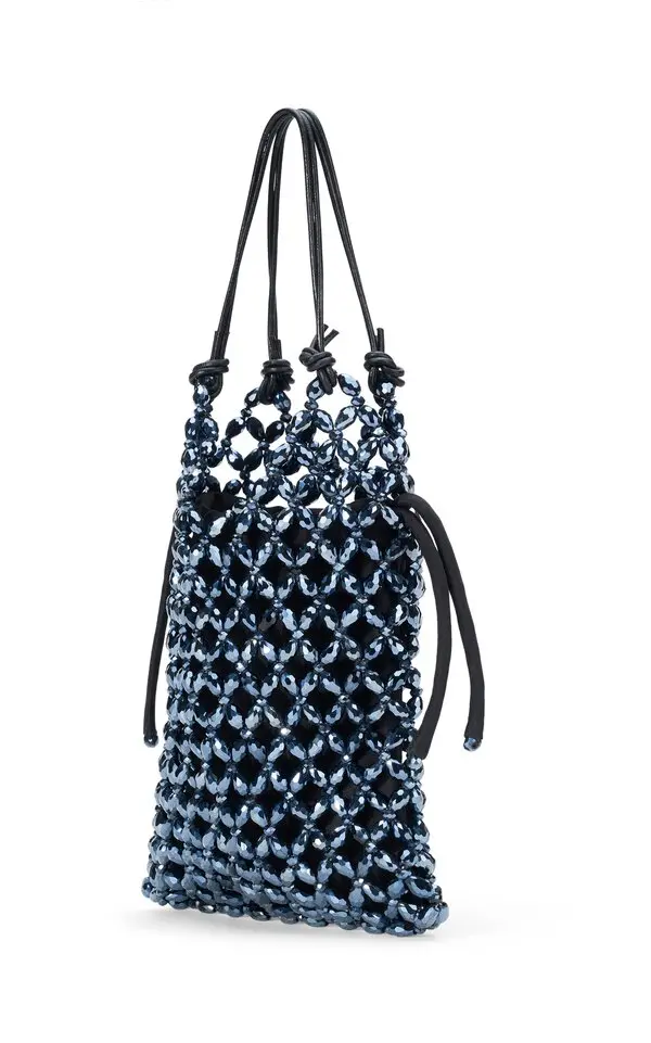 Staud Kelly Beaded Leather Bag - Navy