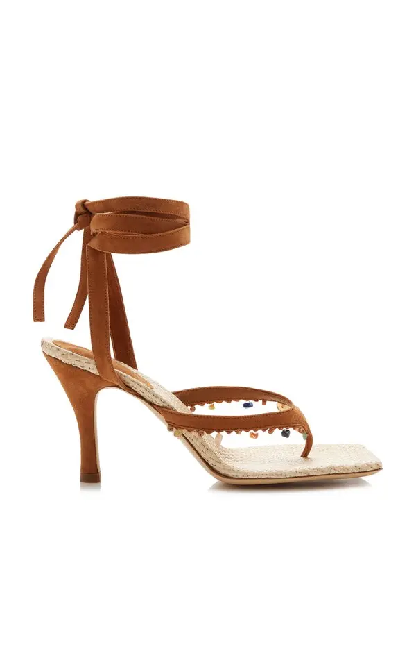 Christopher Esber La Isla Beach Quartz Raffia Sandals - Tan