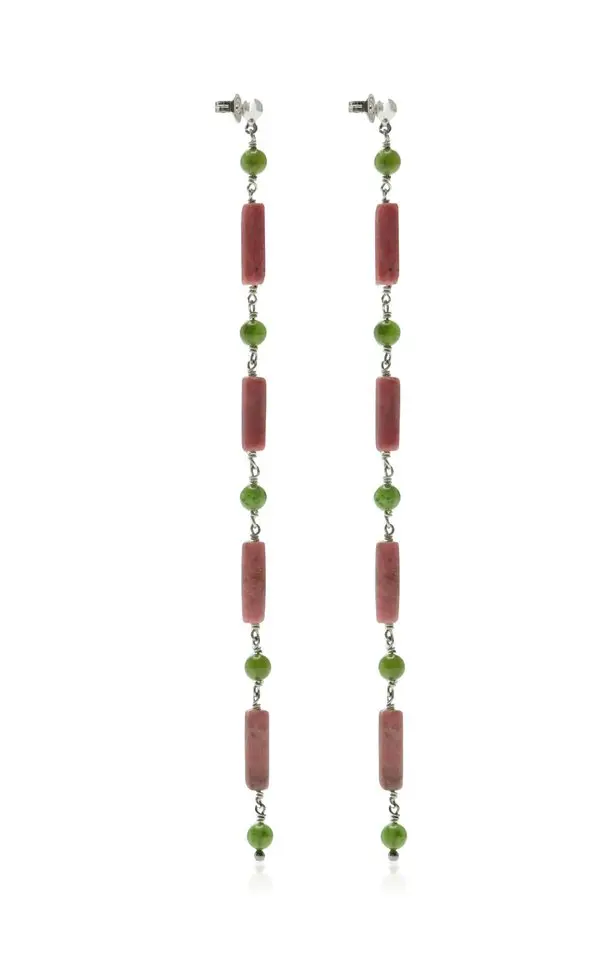 Le Sundial La Isla Jackie Jade And Rhodonite Earrings
