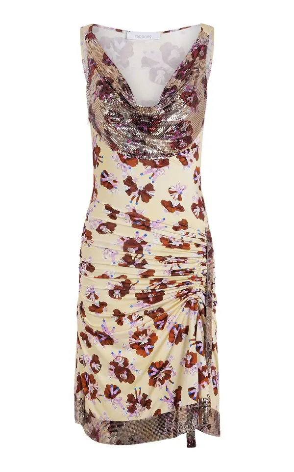 Rabanne Embellished Mesh Mini Dress - Floral