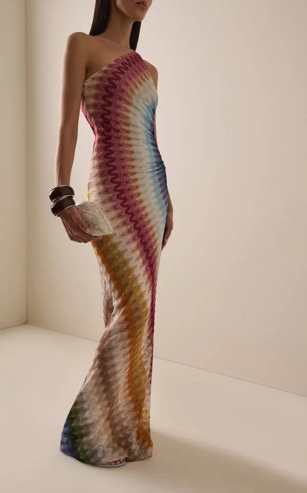Missoni One-shoulder Knitted Maxi Dress