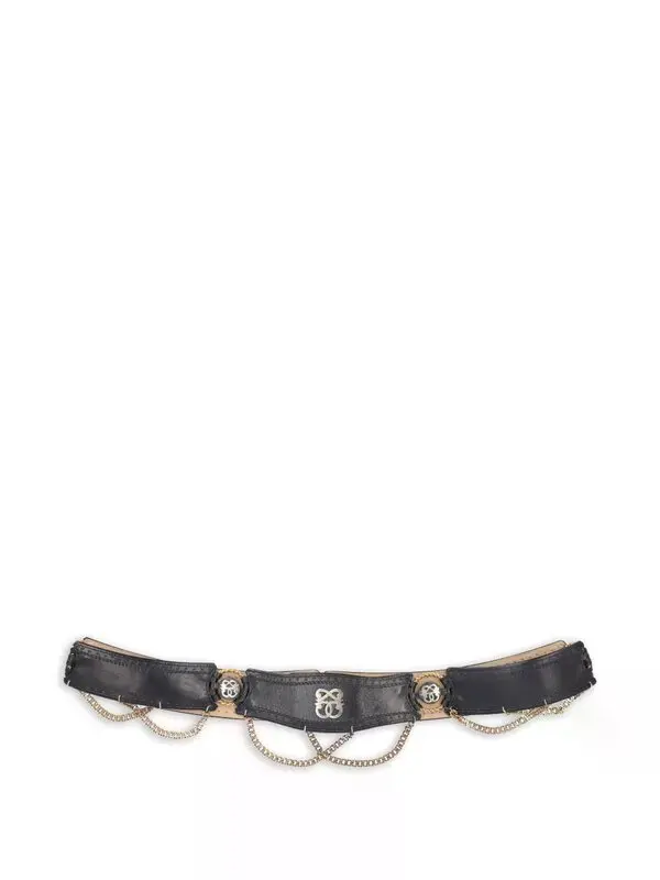 PIROVANO VINTAGE Logo Chain Belt - Black