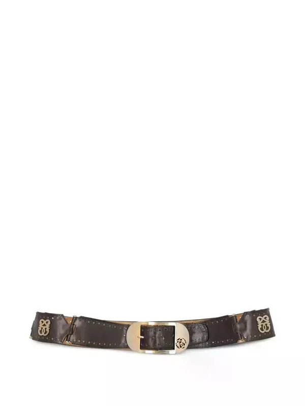 PIROVANO VINTAGE Pierced Leather Belt - Brown