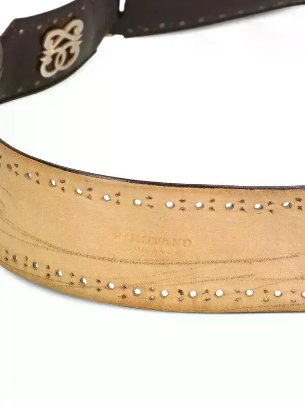 PIROVANO VINTAGE Pierced Leather Belt - Brown