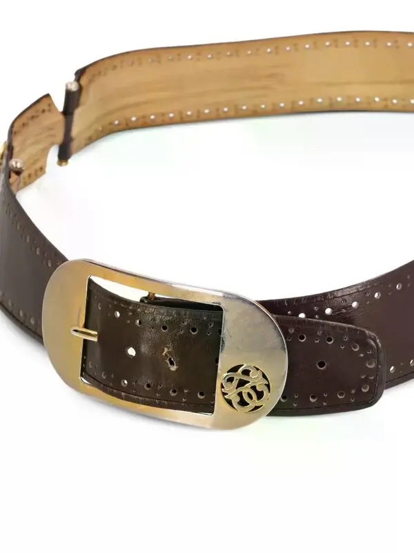PIROVANO VINTAGE Pierced Leather Belt - Brown